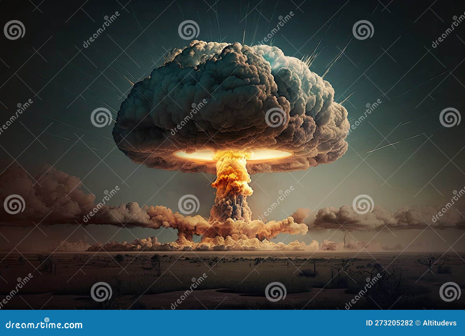 Nuclear Blast, with Mushroom Cloud Rising into the Sky and Smoke ...