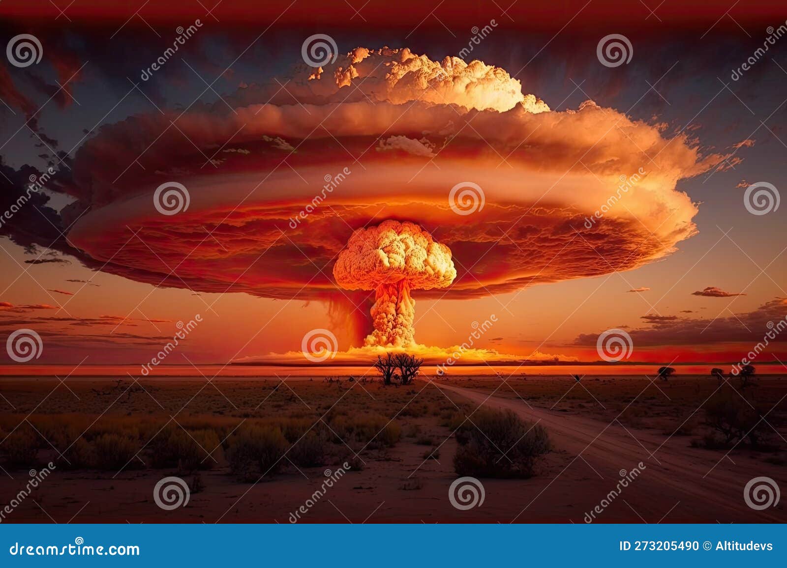 Nuclear Blast, with Mushroom Cloud Visible, in Stunning Sunset Sky ...