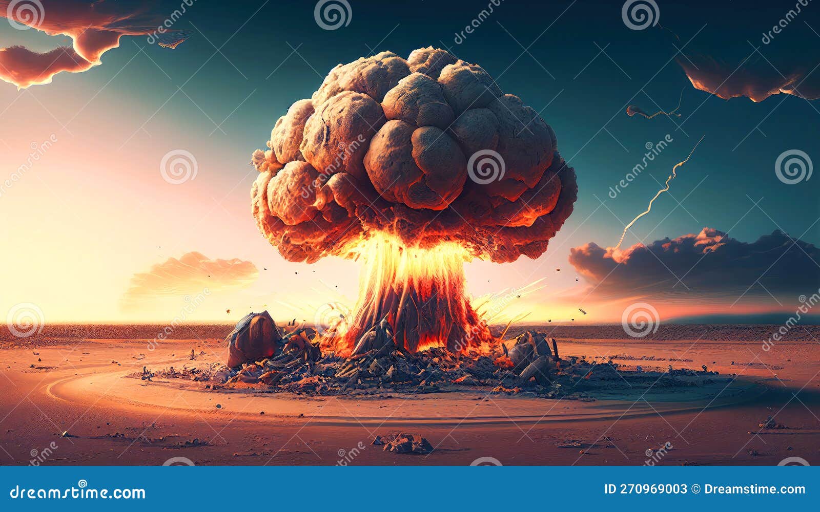 A Nuclear Blast Rocks the Urban Landscape. City Under Attack Stock ...