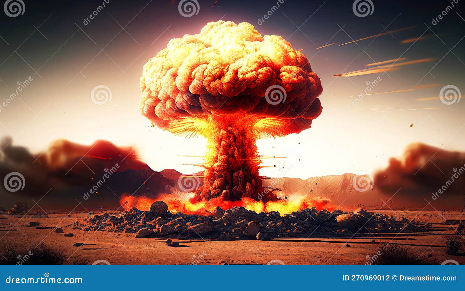A Nuclear Blast Rocks the Urban Landscape. City Under Attack Stock ...