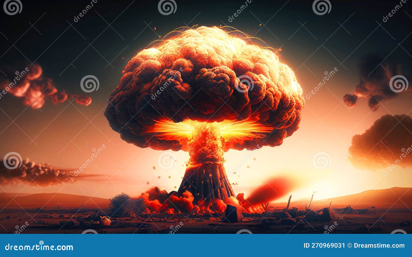 A Nuclear Blast Rocks the Urban Landscape. City Under Attack Stock ...