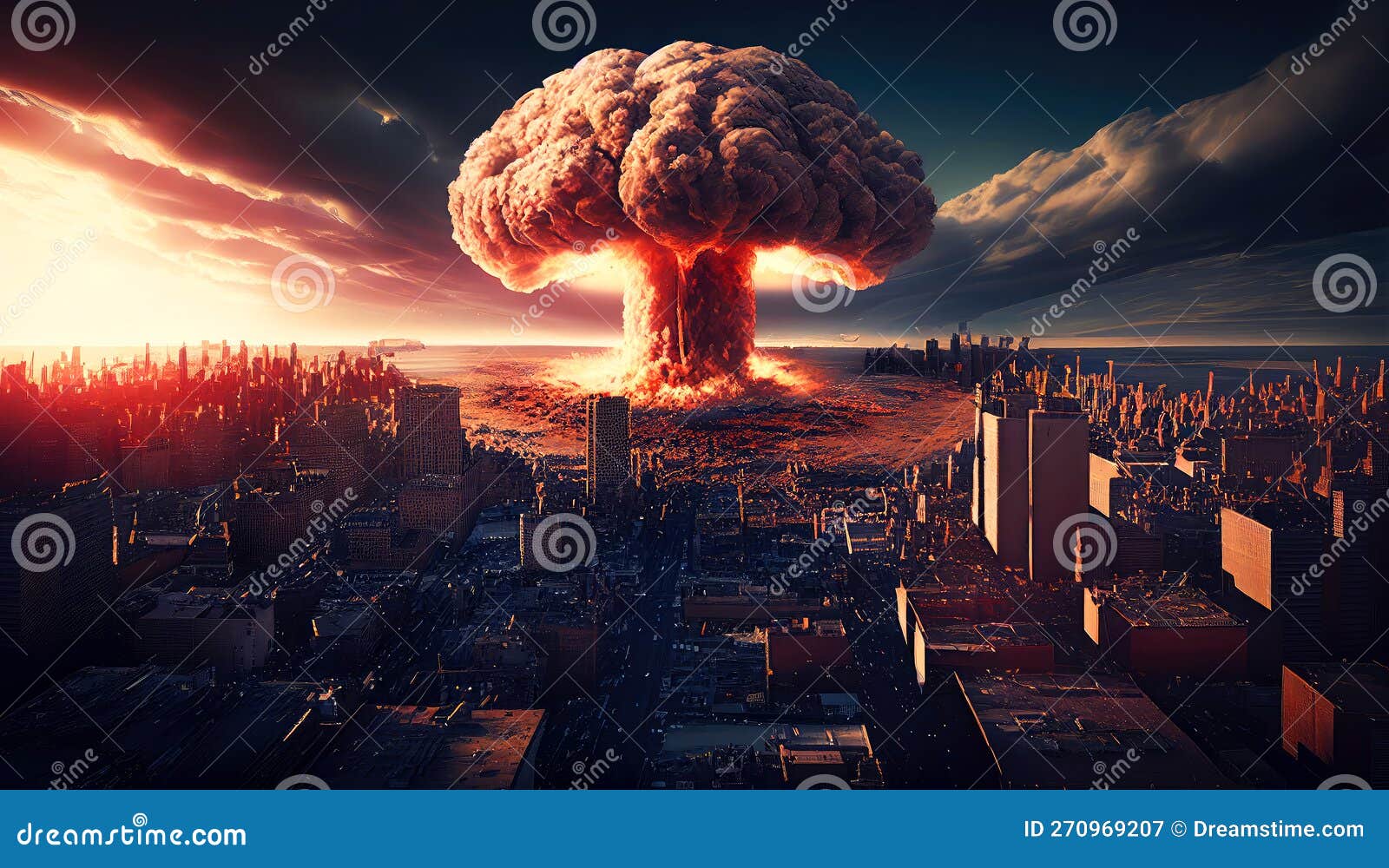 A Nuclear Blast Rocks the Urban Landscape. City Under Attack Stock ...