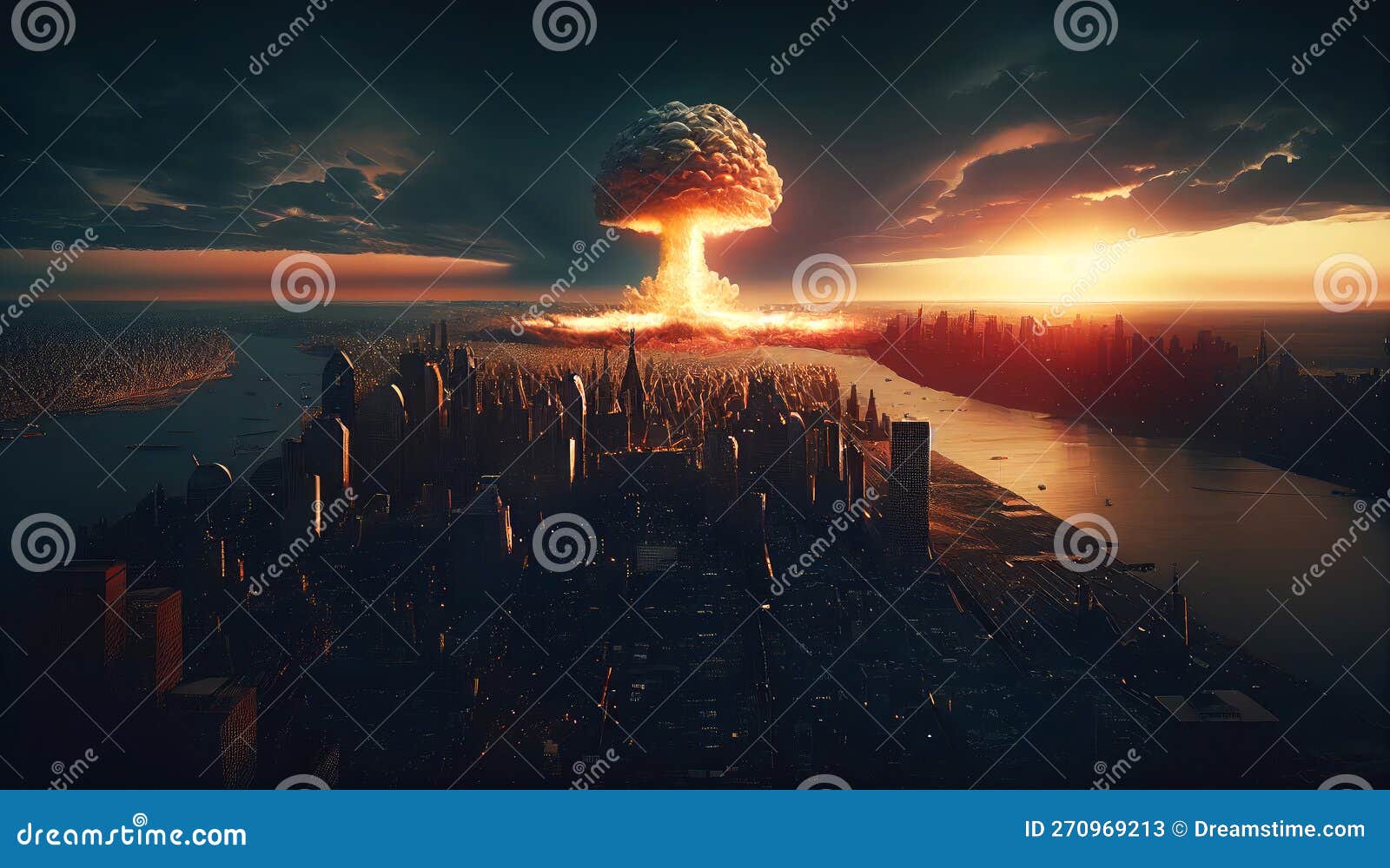 A Nuclear Blast Rocks the Urban Landscape. City Under Attack Stock ...