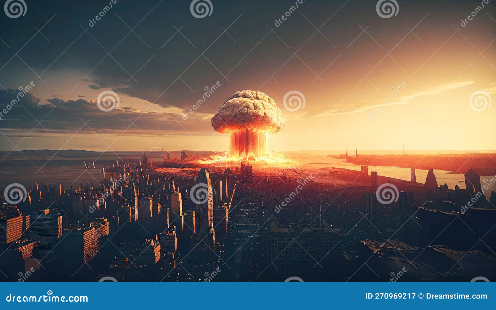 A Nuclear Blast Rocks the Urban Landscape. City Under Attack Stock ...