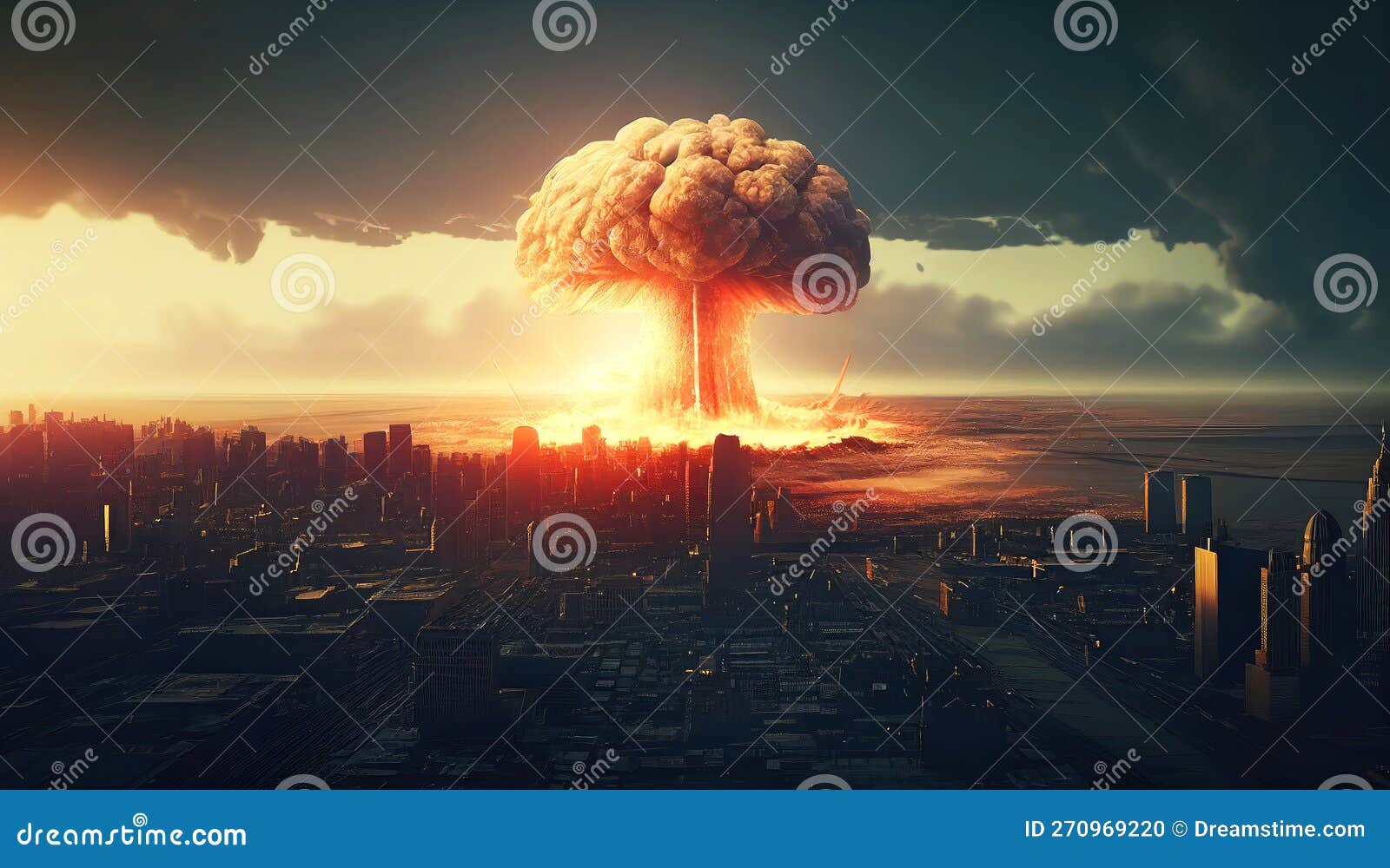 A Nuclear Blast Rocks the Urban Landscape. City Under Attack Stock ...