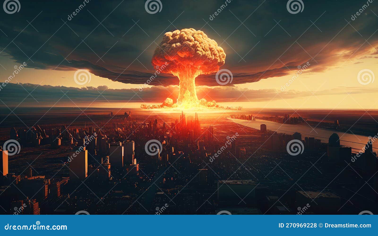 A Nuclear Blast Rocks the Urban Landscape. City Under Attack Stock ...