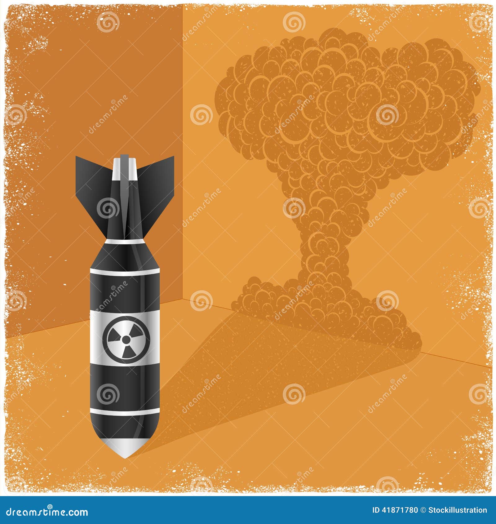 Nuclear Bomb Casting Shadow Of Explosion Cloud Vector Illustration ...