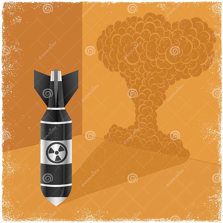 Nuclear Bomb Casting Shadow of Explosion Cloud Stock Vector ...