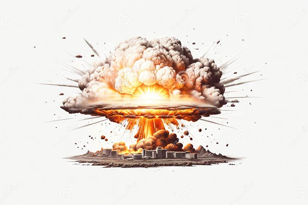 A Nuclear Bomb Exploded Over the City. Stock Illustration ...