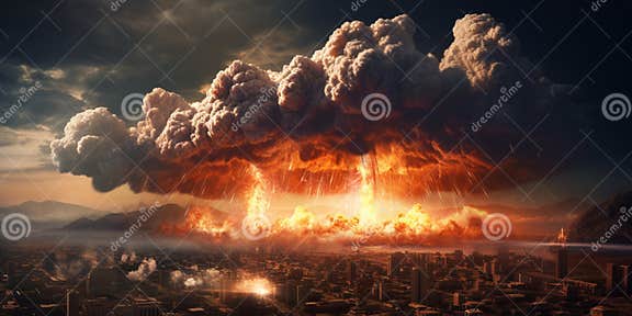 A Nuclear Bomb Exploding in a City. the End of the World, Military ...