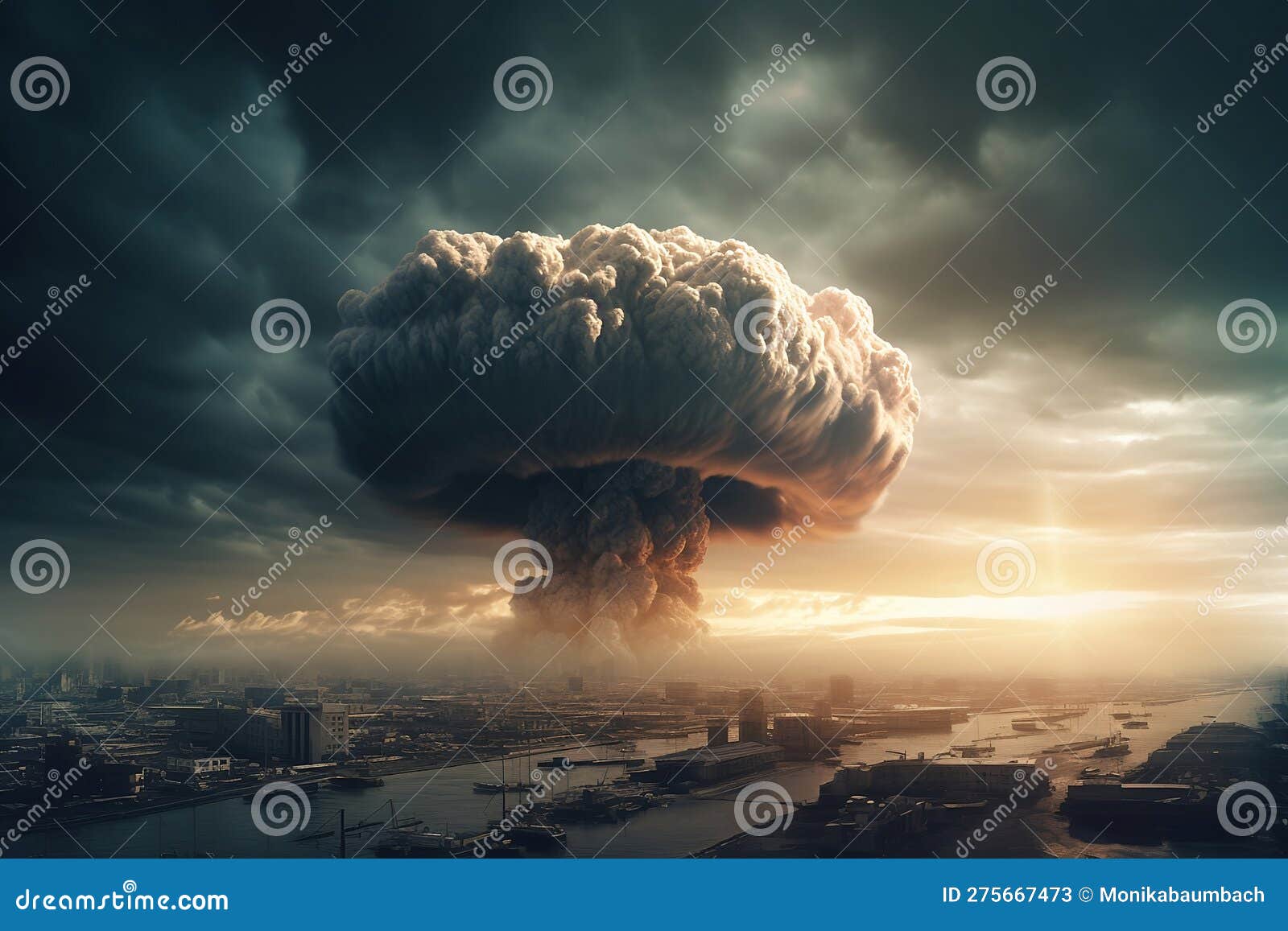 Nuclear Bomb Exploding in City. Generative AI Stock Illustration ...