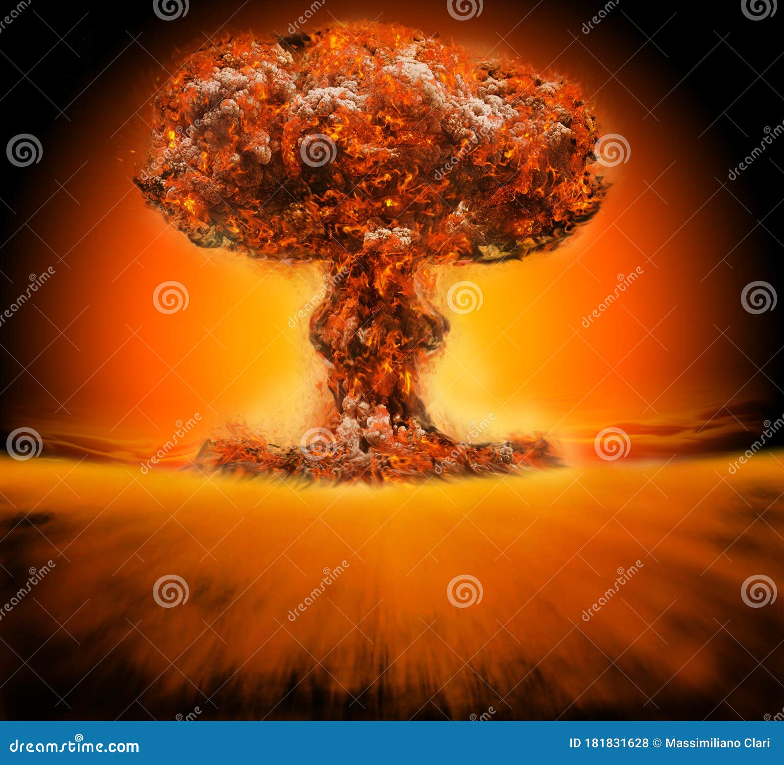 Nuclear Bomb Explosion 3d Illustration Stock Illustration ...