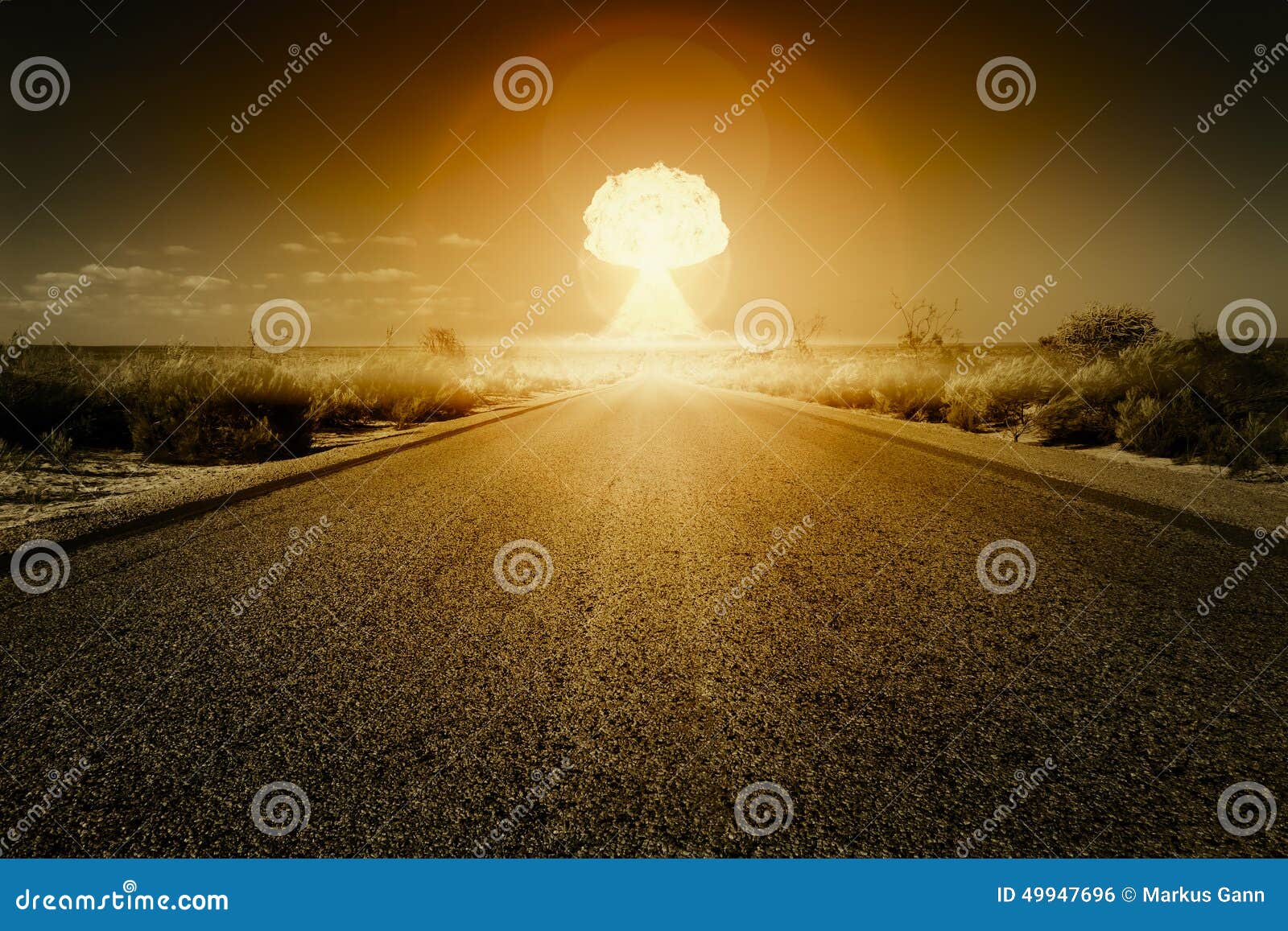 Nuclear bomb explosion stock illustration. Illustration of cloud - 49947696