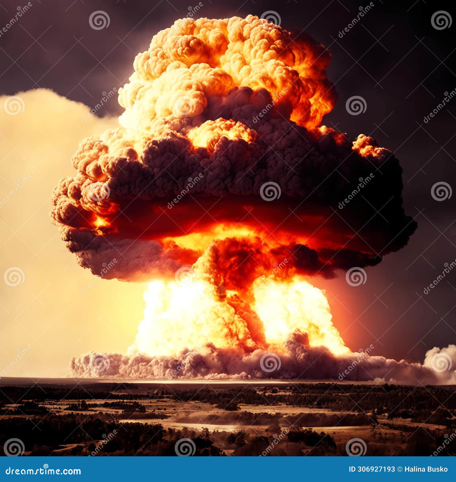 Nuclear Bomb Explosion. Nuclear Fungus Radioactive Cloud Stock ...