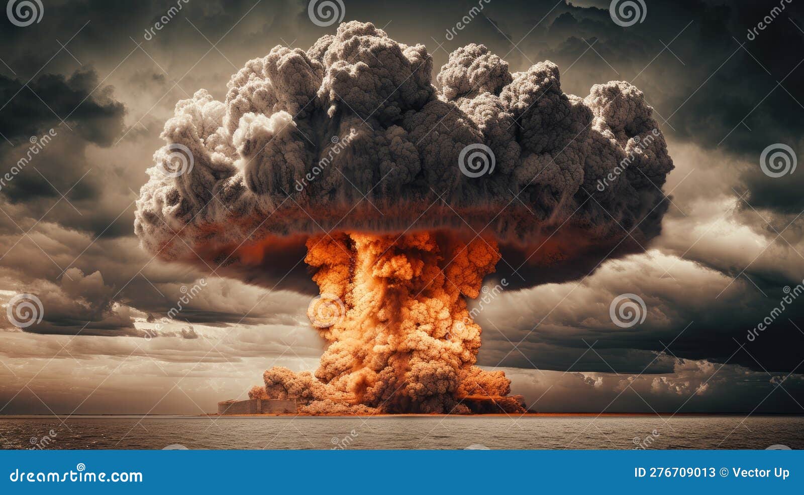Nuclear Bomb Explosion in Nuclear War. Generative AI Stock Illustration ...