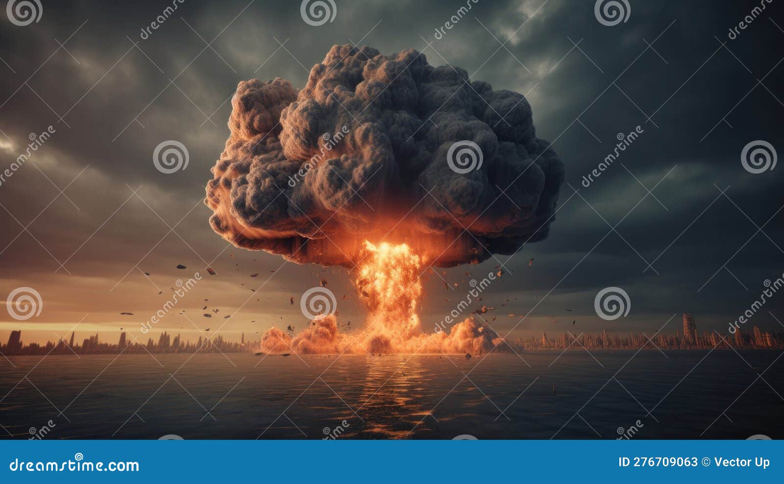 Nuclear Bomb Explosion in Nuclear War. Generative AI Stock Illustration ...