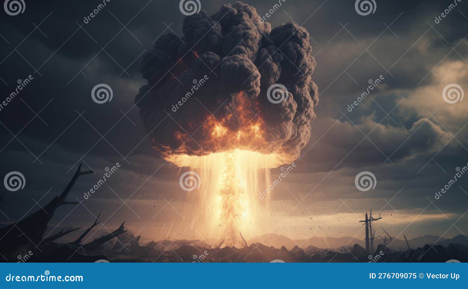 Nuclear Bomb Explosion in Nuclear War. Generative AI Stock Illustration ... Nuclear Bomb Explosion in Nuclear War. Generative AI Stock Illustration ...