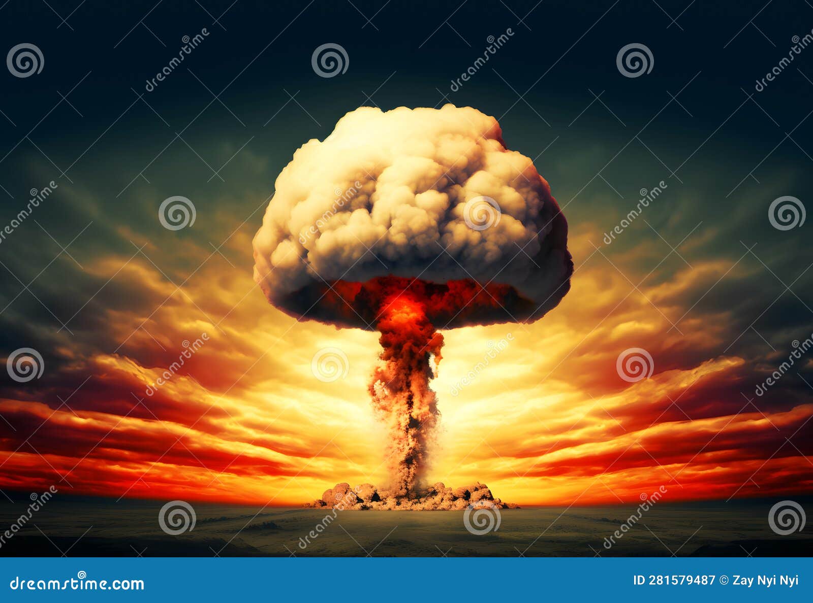 Nuclear Bomb Explosion during World War. AI Generated Stock ...