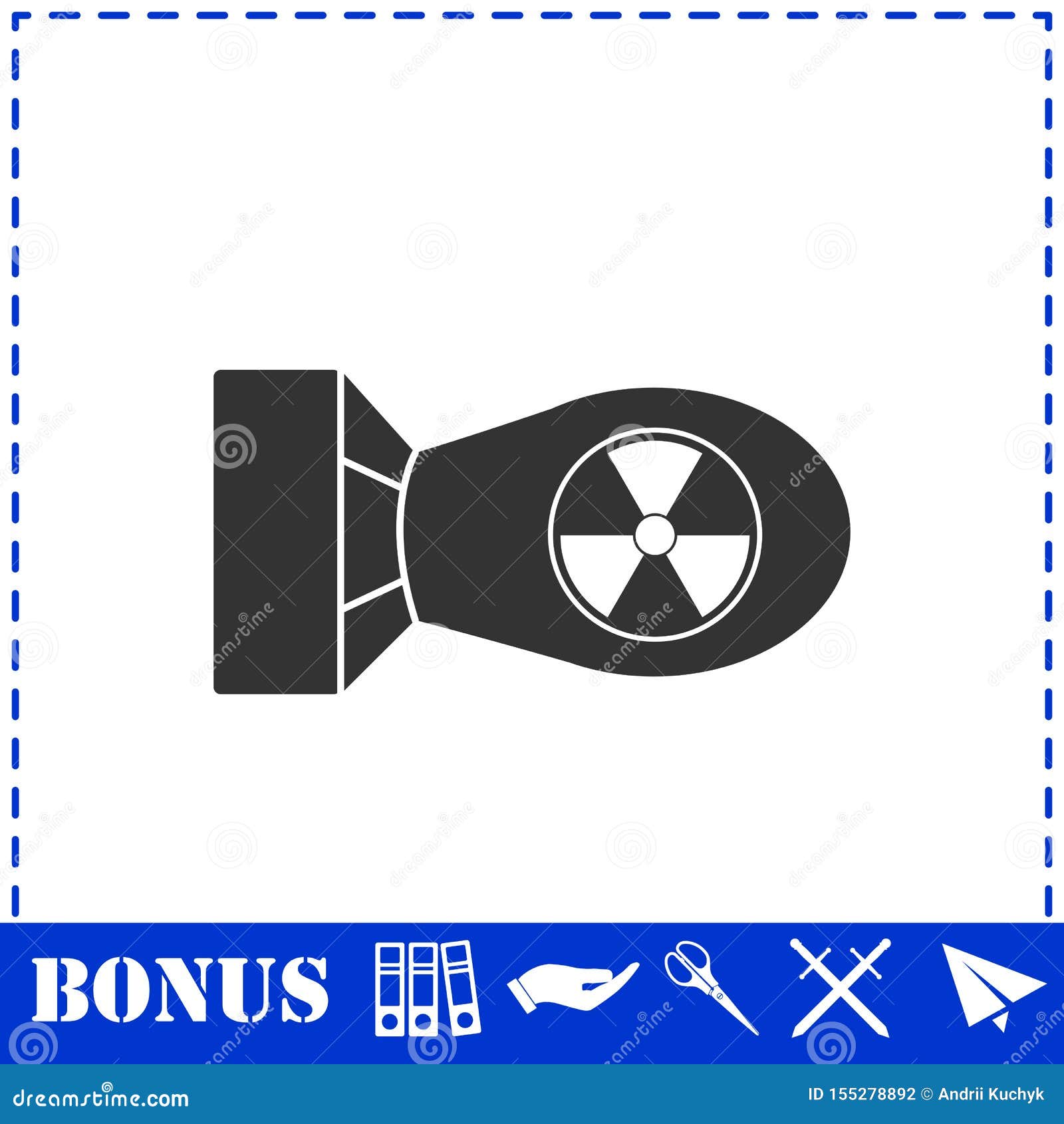 Nuclear bomb icon flat stock vector. Illustration of cartoon - 155278892