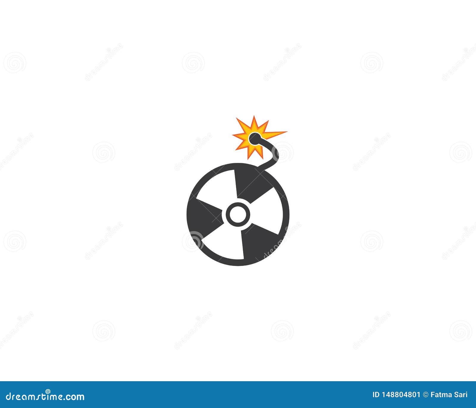 Nuclear bomb logo icon stock vector. Illustration of object - 148804801