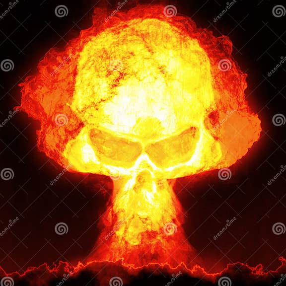 Nuclear bomb with skull stock illustration. Illustration of design ...