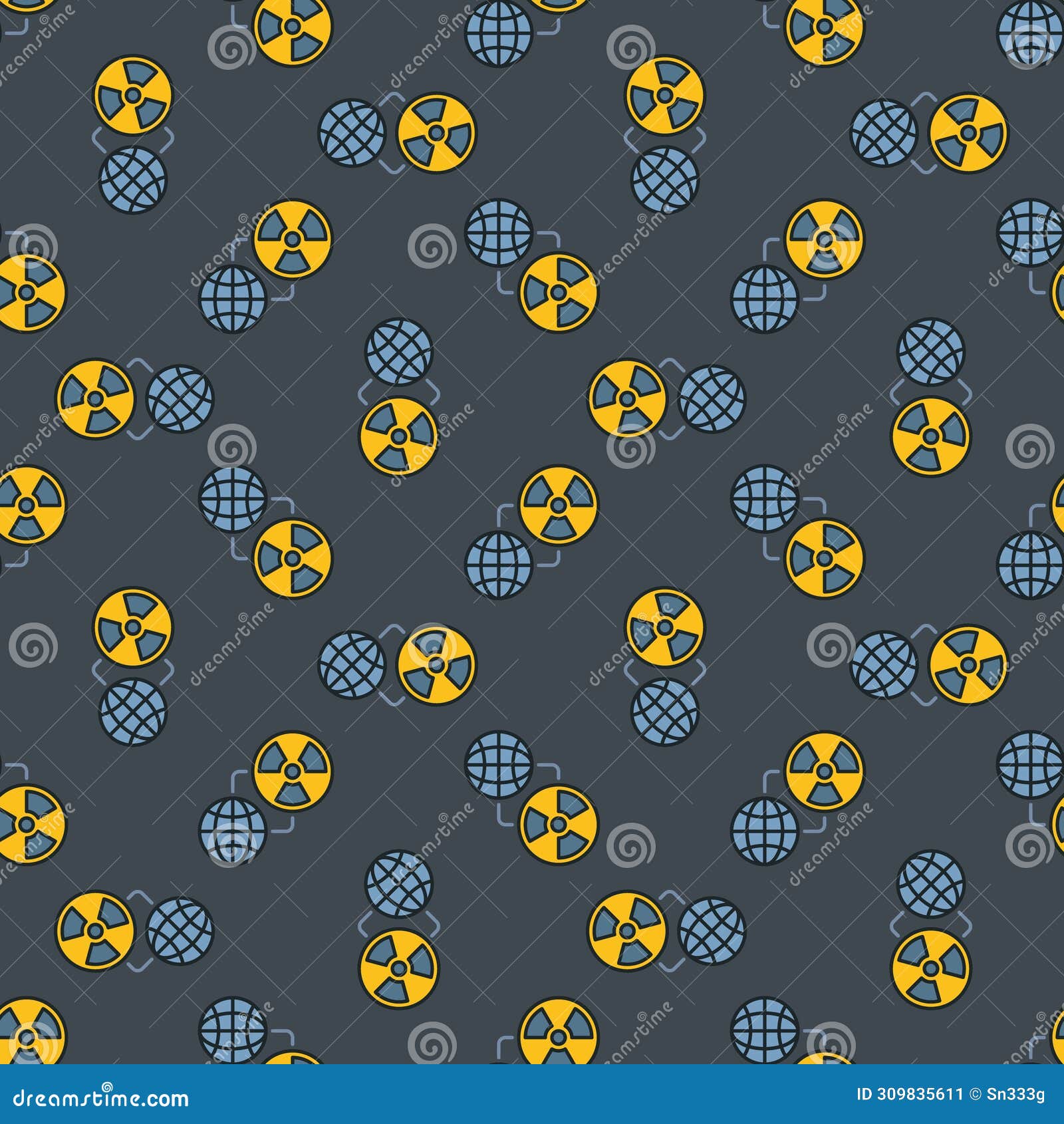 Nuclear Bomb in Space and Earth Globe Vector Colored Seamless Pattern ...
