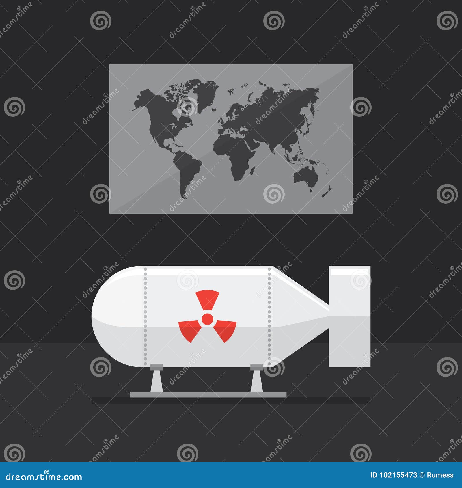 Nuclear Bomb on World Map Background Stock Vector - Illustration of ...