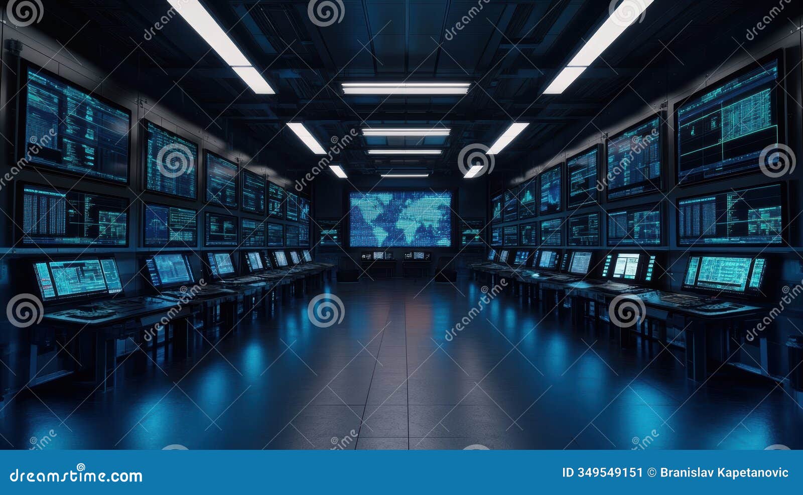 Nuclear Bunker Command Center Monitoring Global Activity Stock Image ...