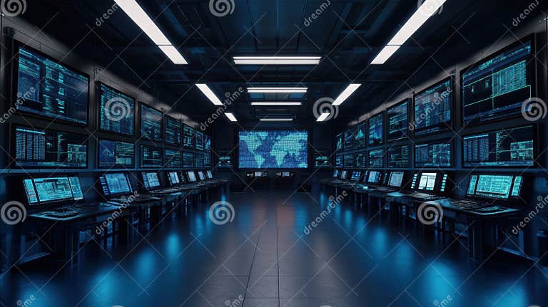 Nuclear Bunker Command Center Monitoring Global Activity Stock Image - Image of disasters, dark ...