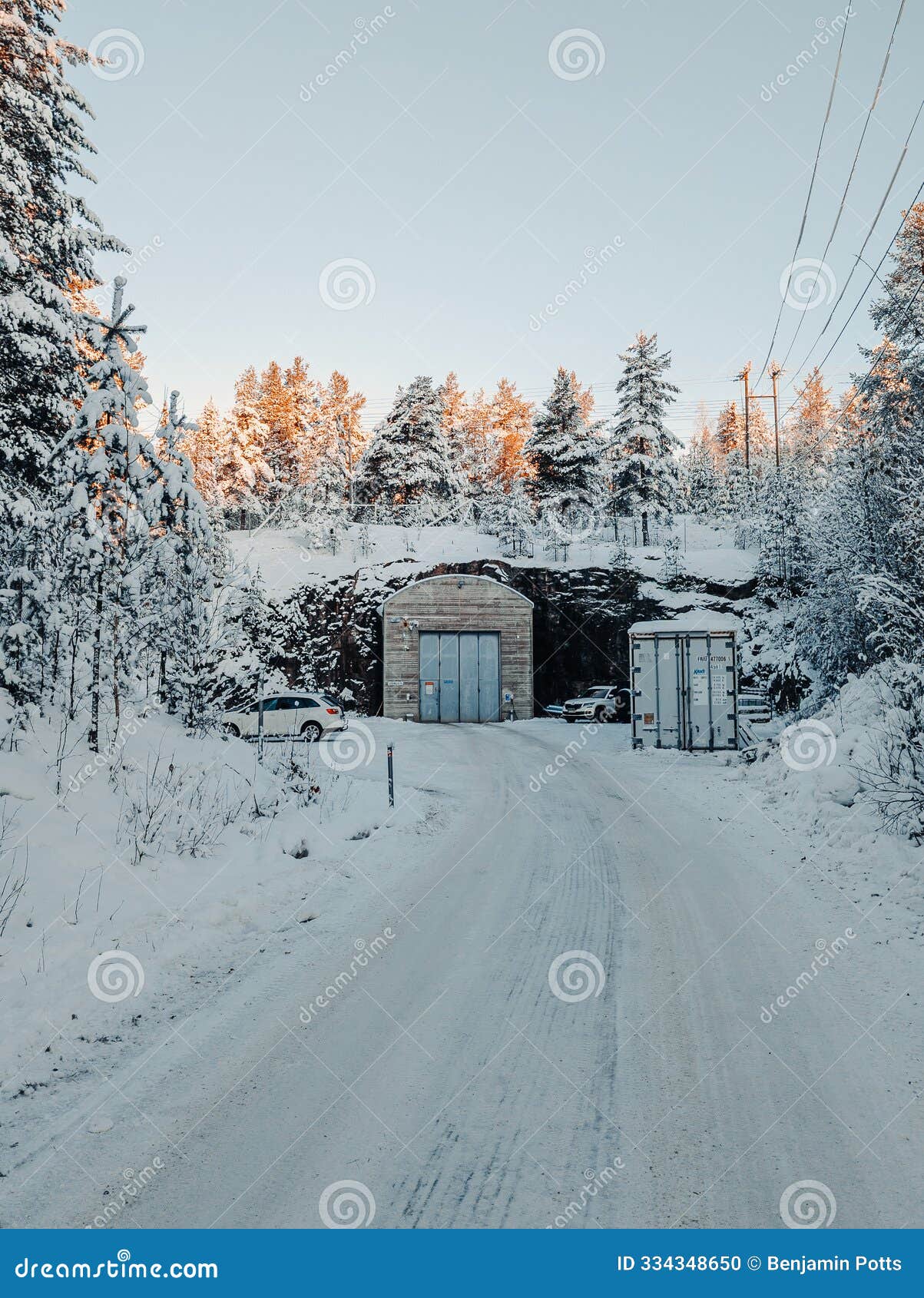 Nuclear Bunker Under Snowy Hill with Forest in Rovaniemi, Lapland Stock ...