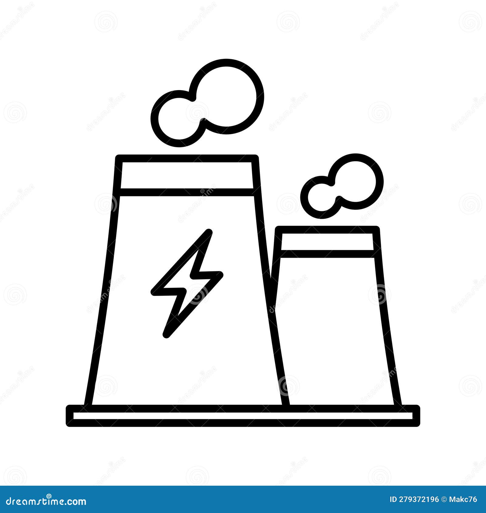 Nuclear or Coal Power Plant Icon. Industrial Chimney, Power Plant Stock ...