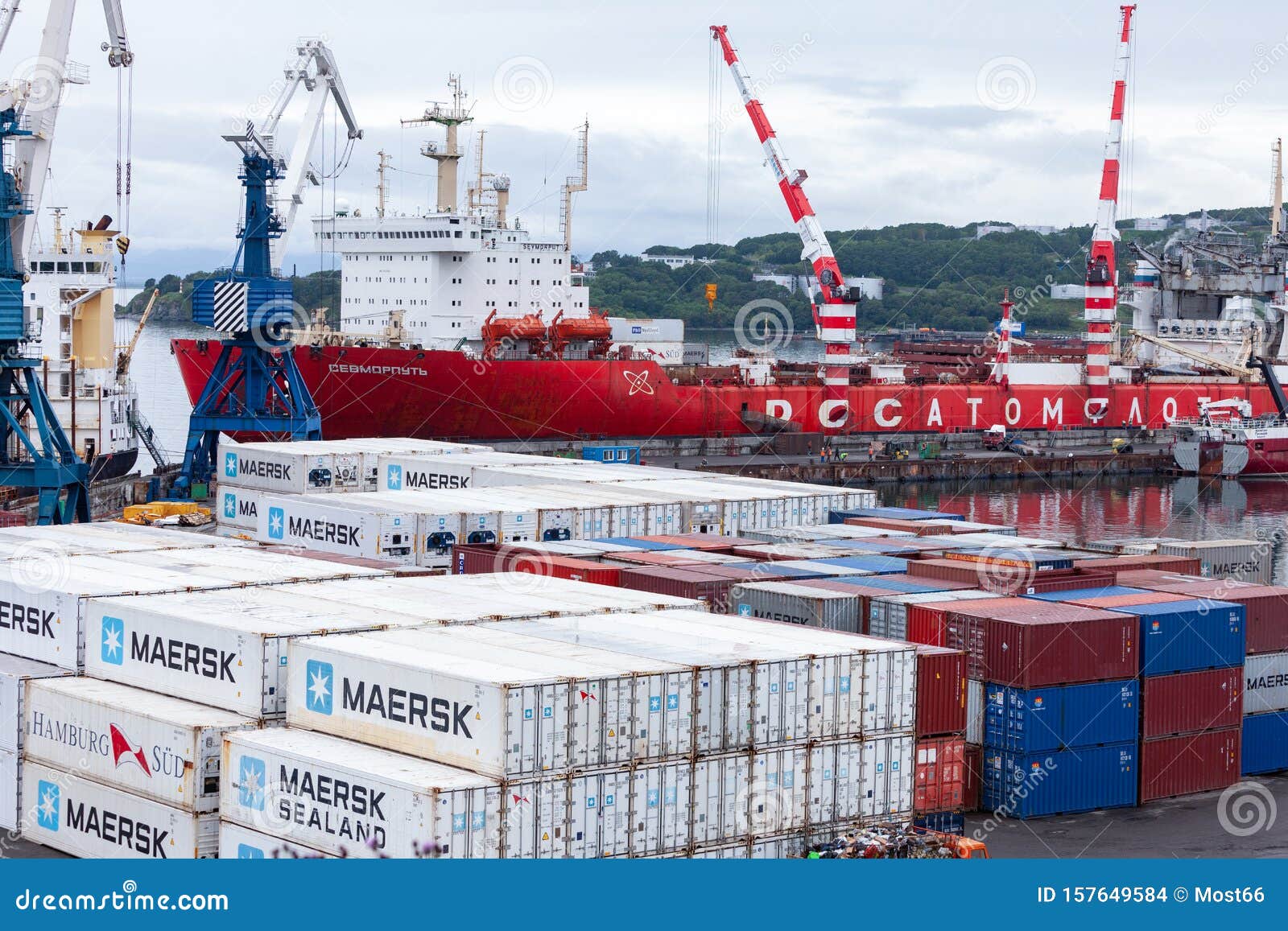 Nuclear container ship editorial stock image. Image of crane - 157649584