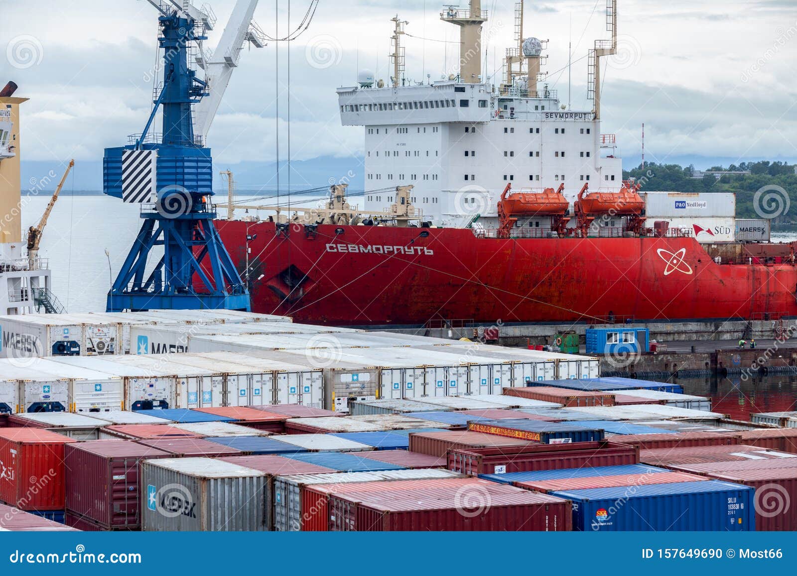 Nuclear container ship editorial image. Image of cargo - 157649690