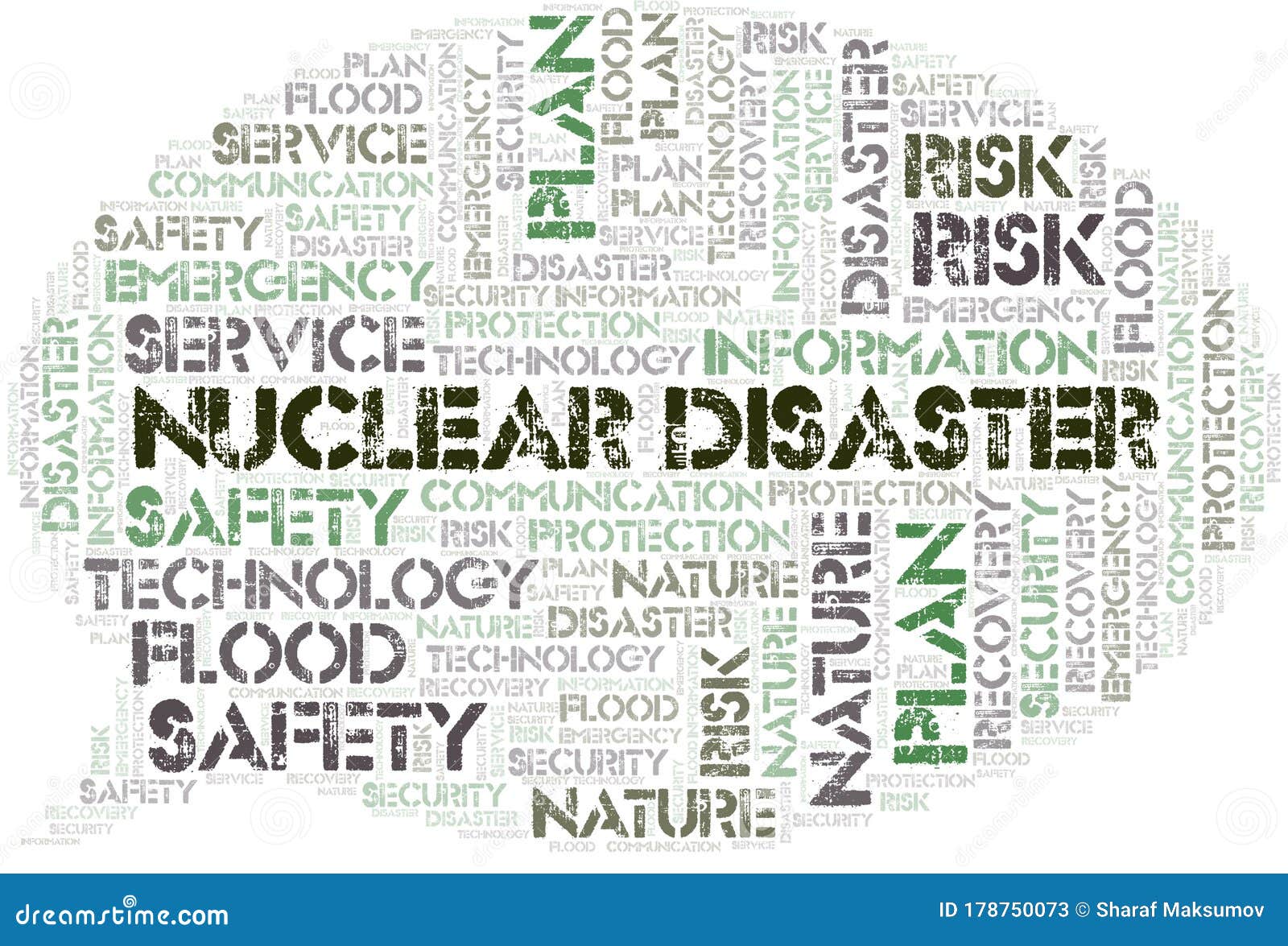 Nuclear Disaster Typography Word Cloud Stock Illustration ...