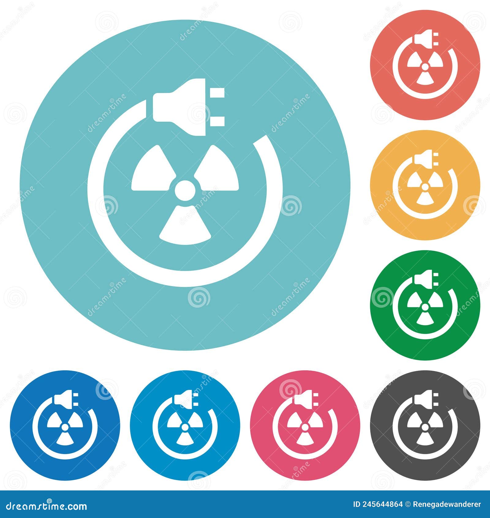 Nuclear Energy Flat Round Icons Stock Vector - Illustration of industry ...