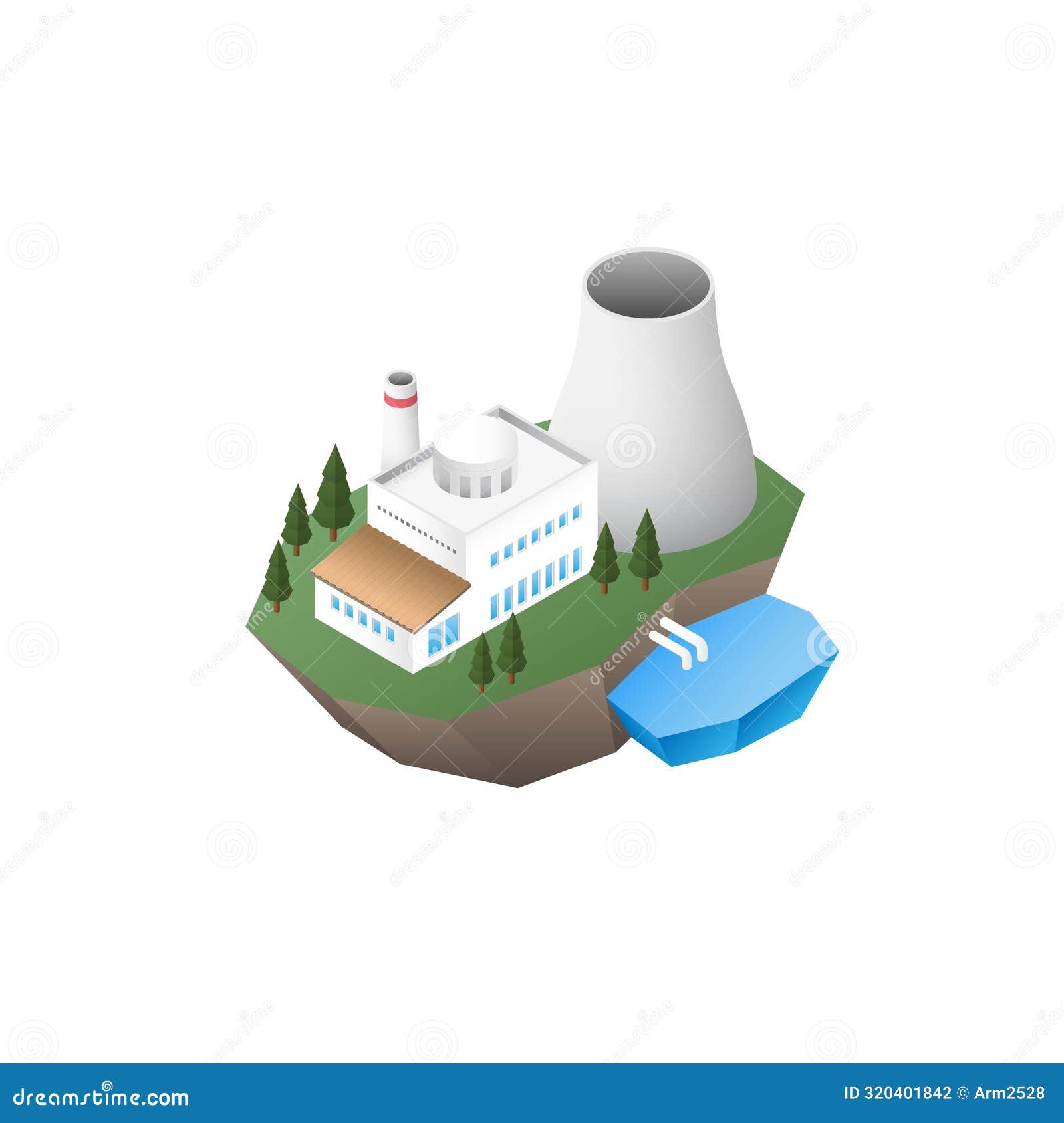 Nuclear Energy, Nuclear Power Plant with Isometric Graphic Stock ...