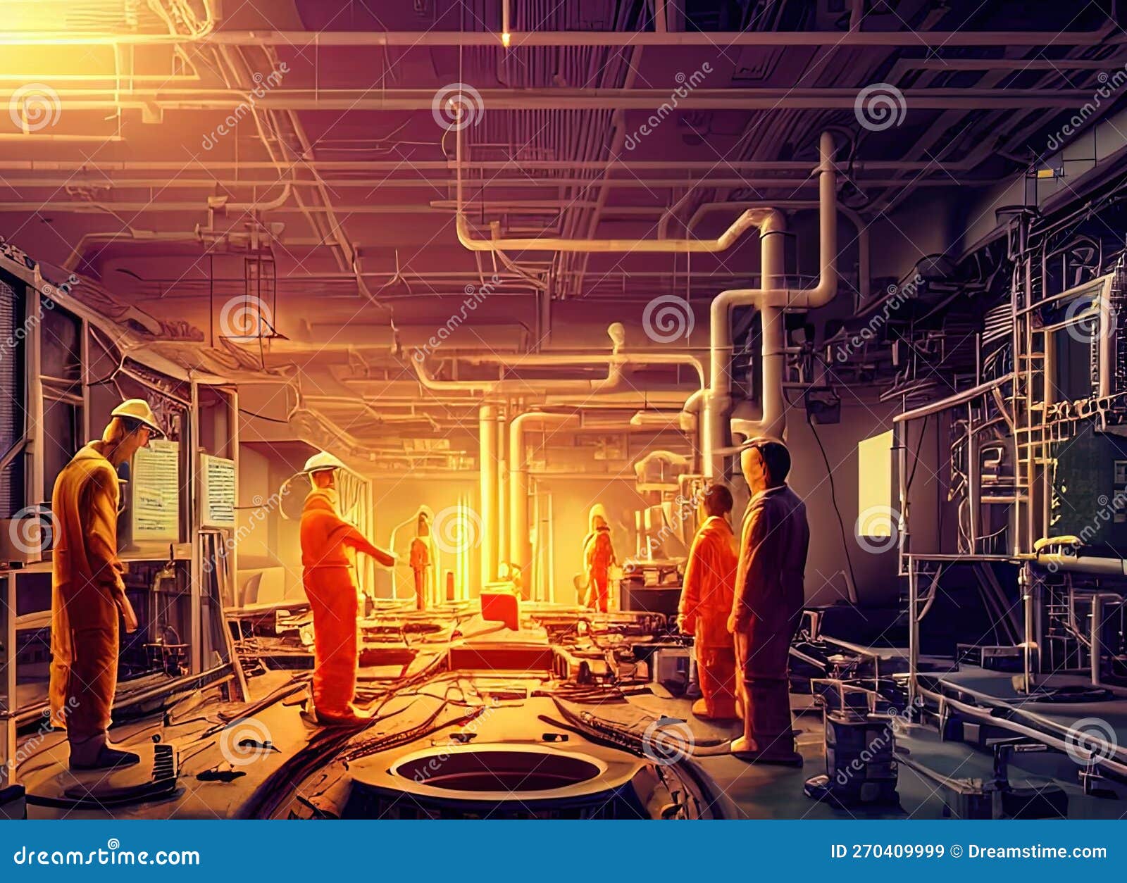 Nuclear Engineers Fictional Work Enviroment Scene. Stock Illustration ...