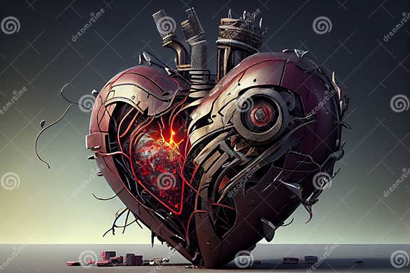 Nuclear Explosion of Anatomical Heart Surreal Graphics Stock ...