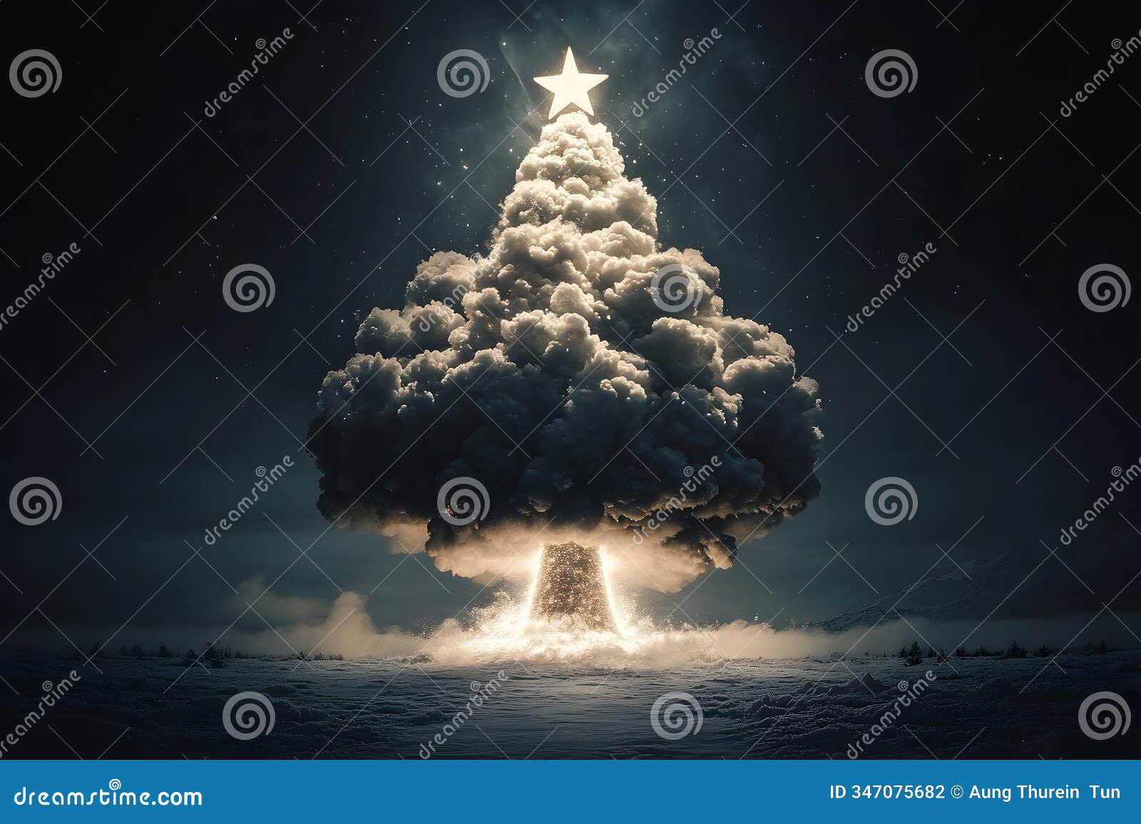 Nuclear Explosion with a Mushroom Cloud As a Form of Christmas Tree ...