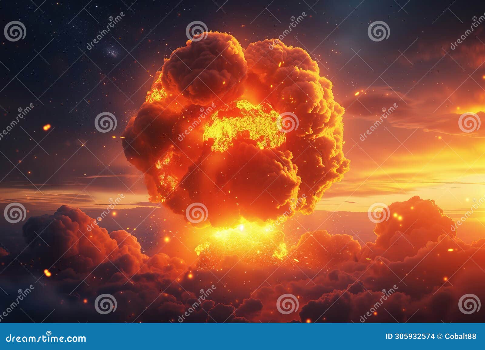 Nuclear Explosion of an Atom Bomb with a Mushroom Cloud Stock ...