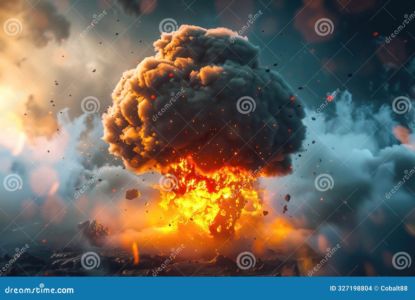 Nuclear Explosion of an Atom Bomb with a Mushroom Cloud Stock ...
