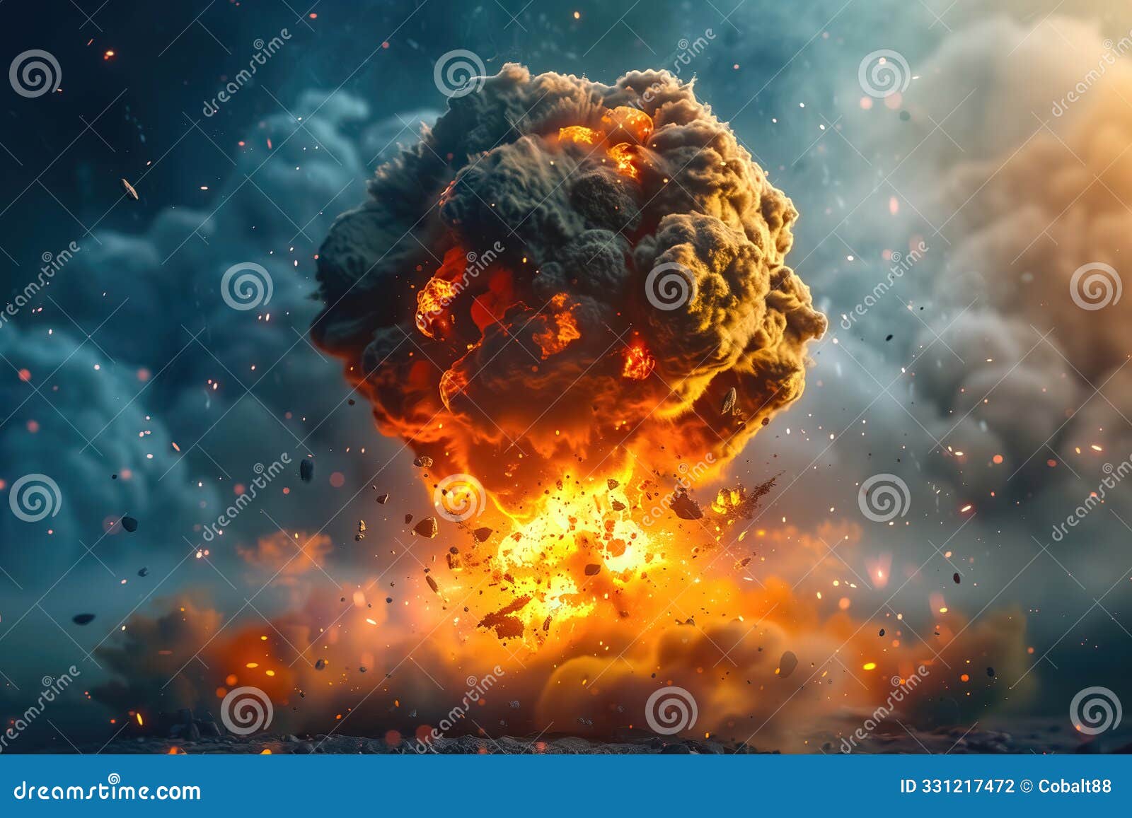 Nuclear Explosion of an Atom Bomb with a Mushroom Cloud Stock ...