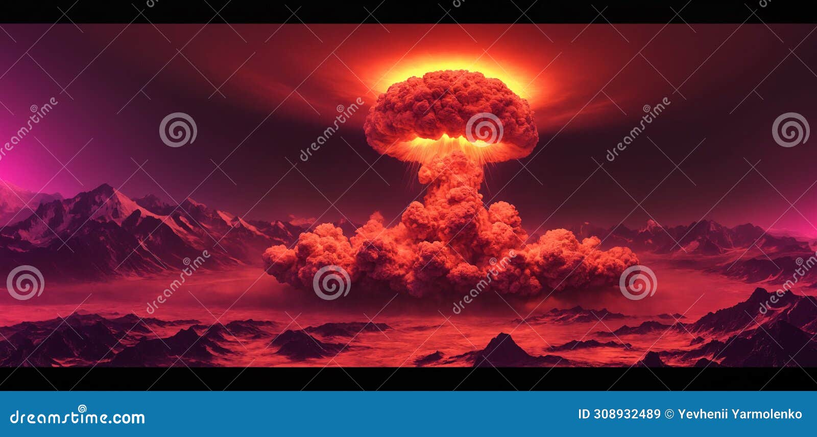 Nuclear Explosion of an Atomic Bomb with a Mushroom Cloud. Apocalyptic ...