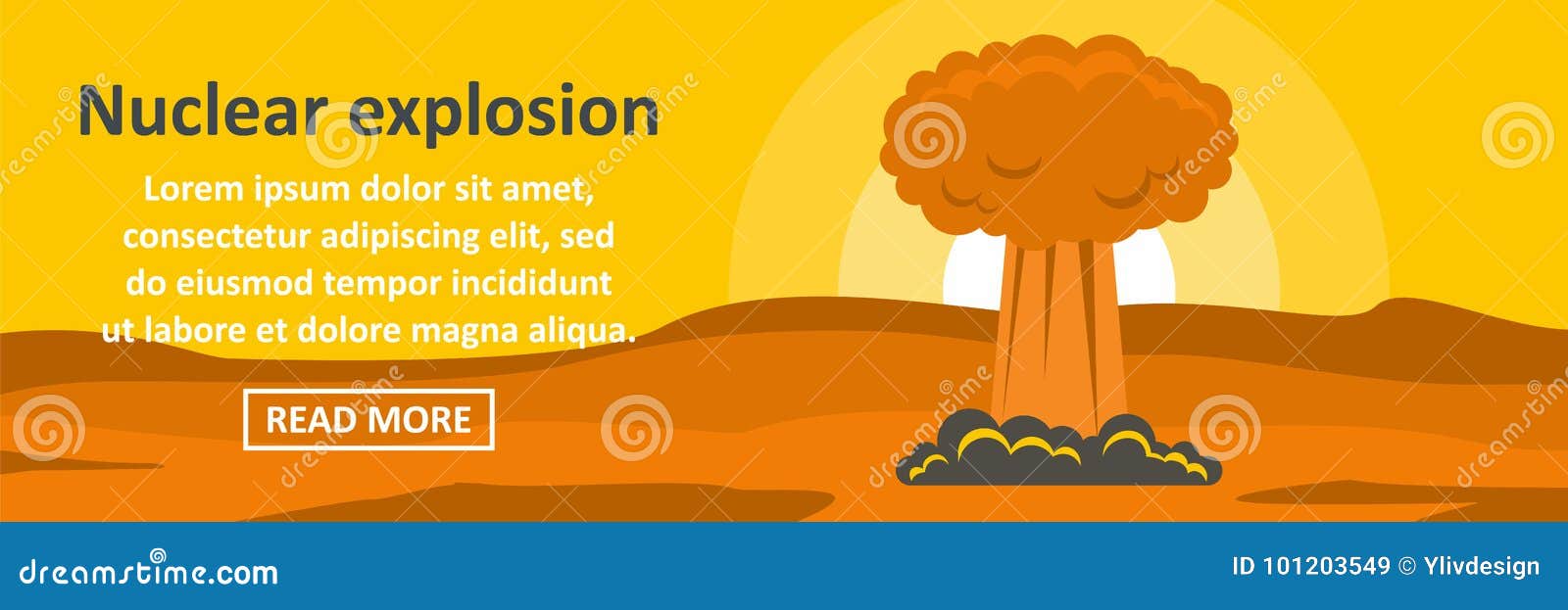 Nuclear Explosion Banner Horizontal Concept Stock Vector - Illustration ...