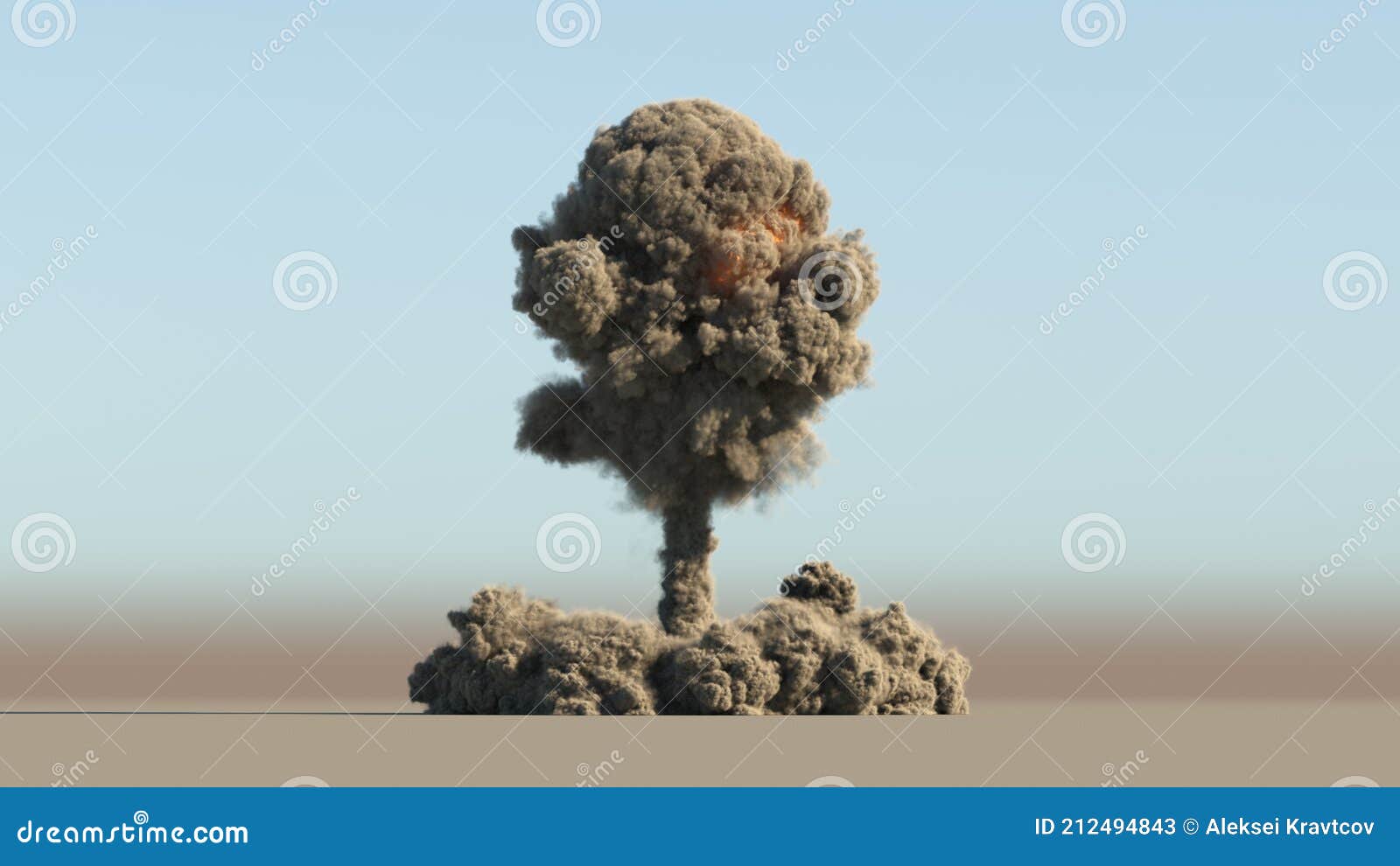 Nuclear Explosion on Blue Background Stock Illustration - Illustration ...