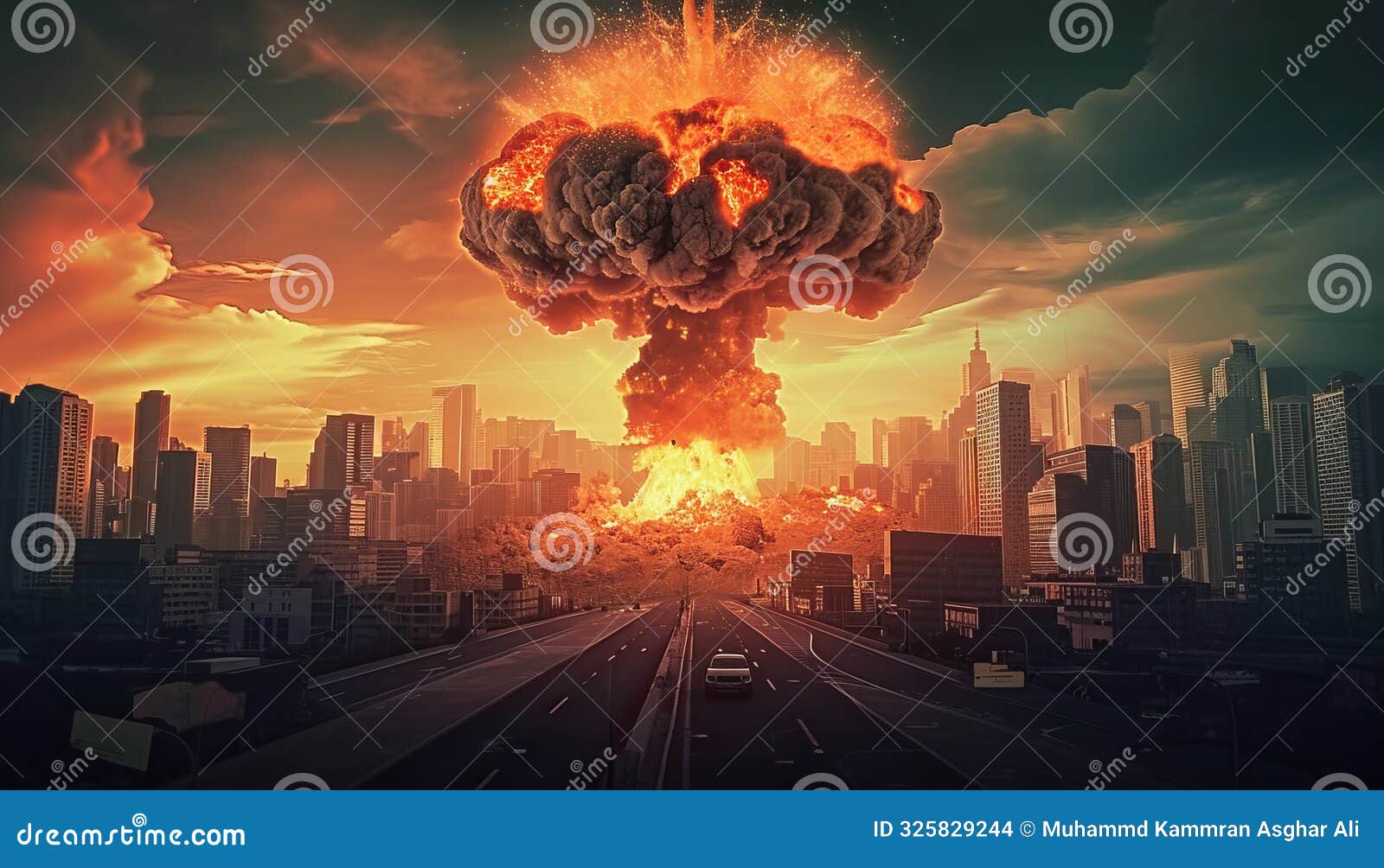 Nuclear Explosion in the City, Atomic Weapons Stock Illustration ...