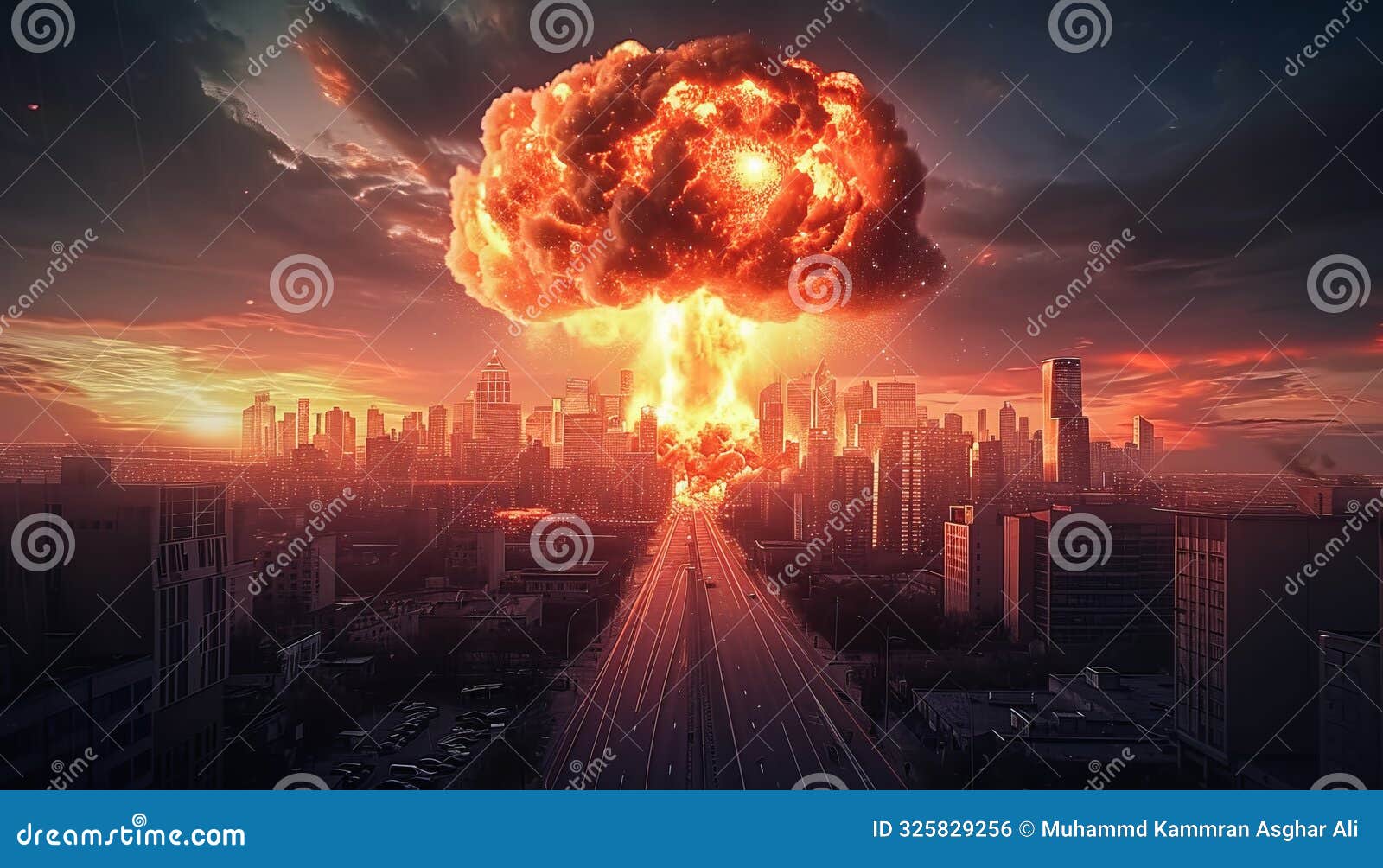 Nuclear Explosion in the City, Atomic Weapons Stock Illustration ...