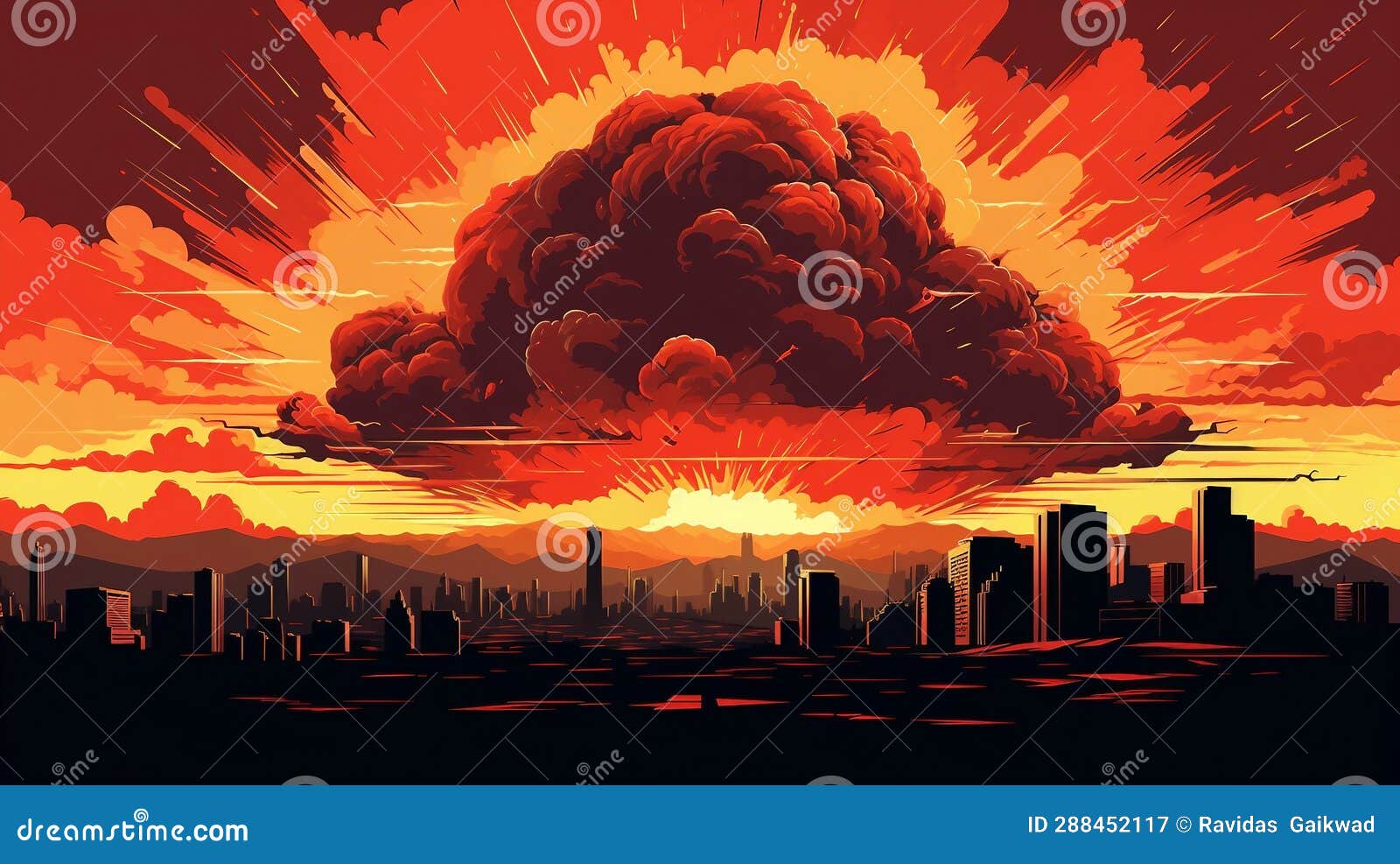 Nuclear Explosion in City Illustration AI Generated Stock Illustration ...