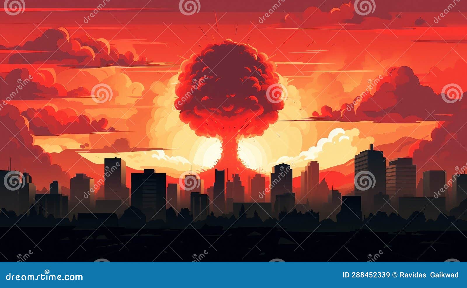 Nuclear Explosion in City Illustration AI Generated Stock Illustration ...