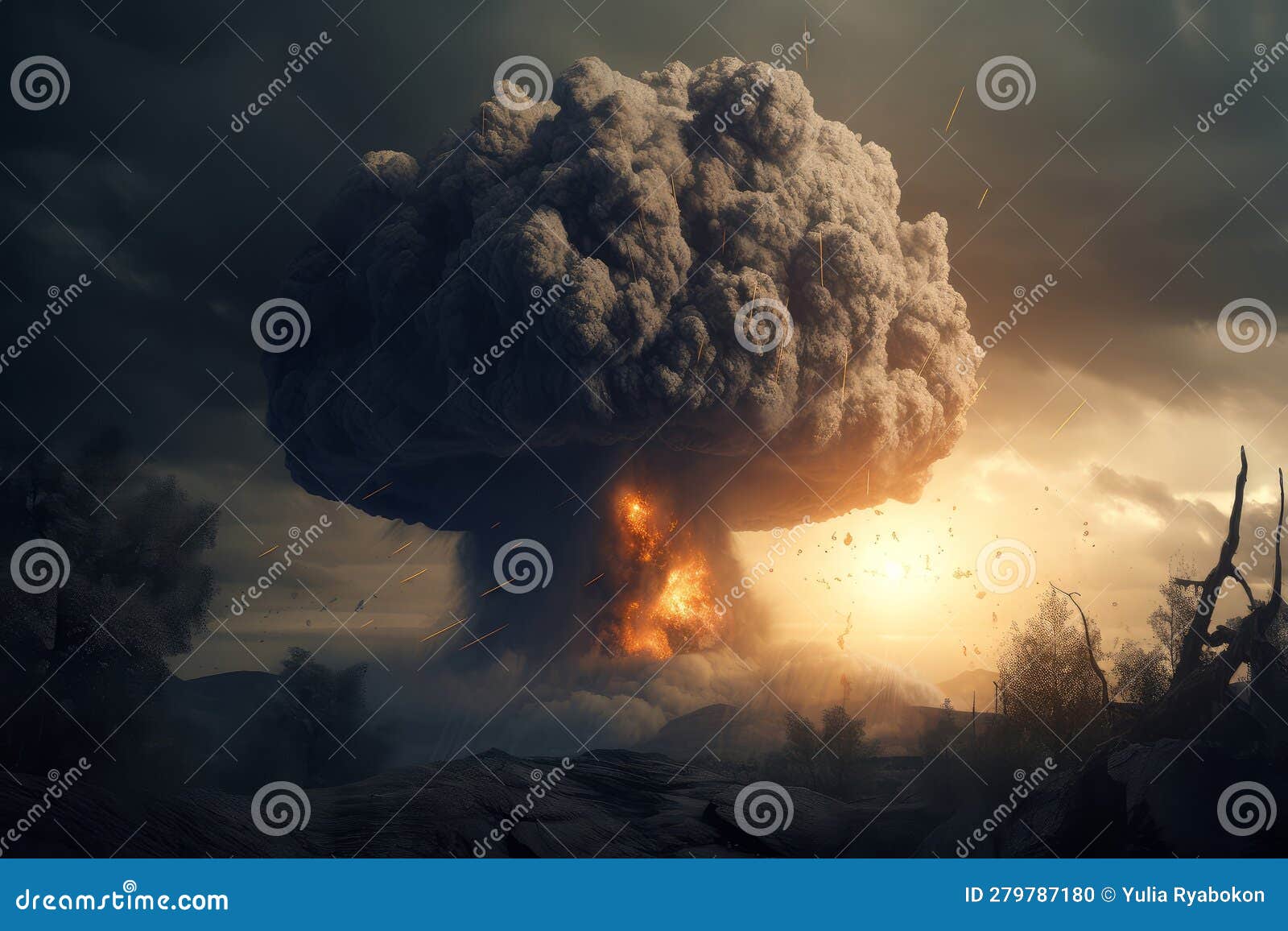 Nuclear Explosion Cloud. Generate Ai Stock Illustration - Illustration ...
